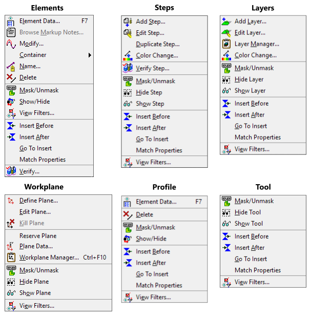 List View Pop up Menu